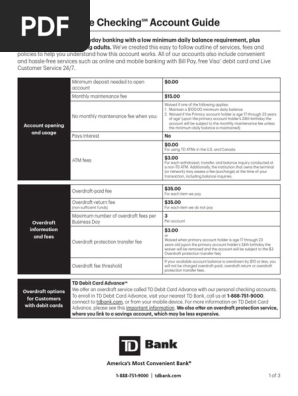 Td Convenience Checking Minimum Balance