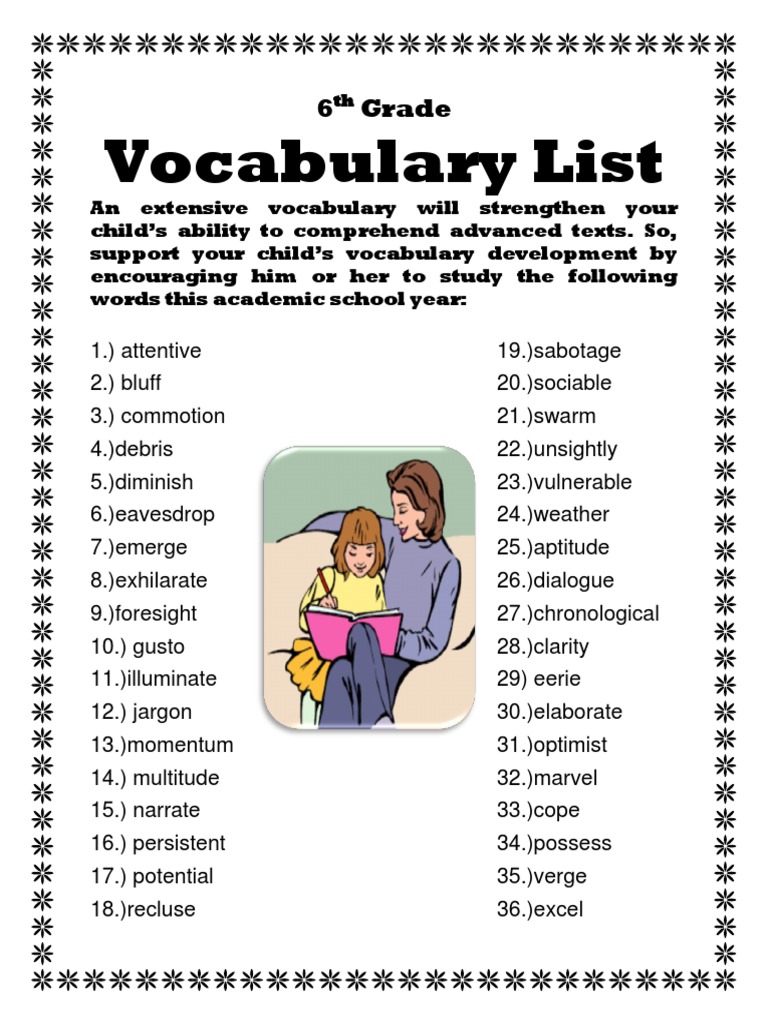 6th Grade Vocabulary List I | PDF | Weather | Precipitation