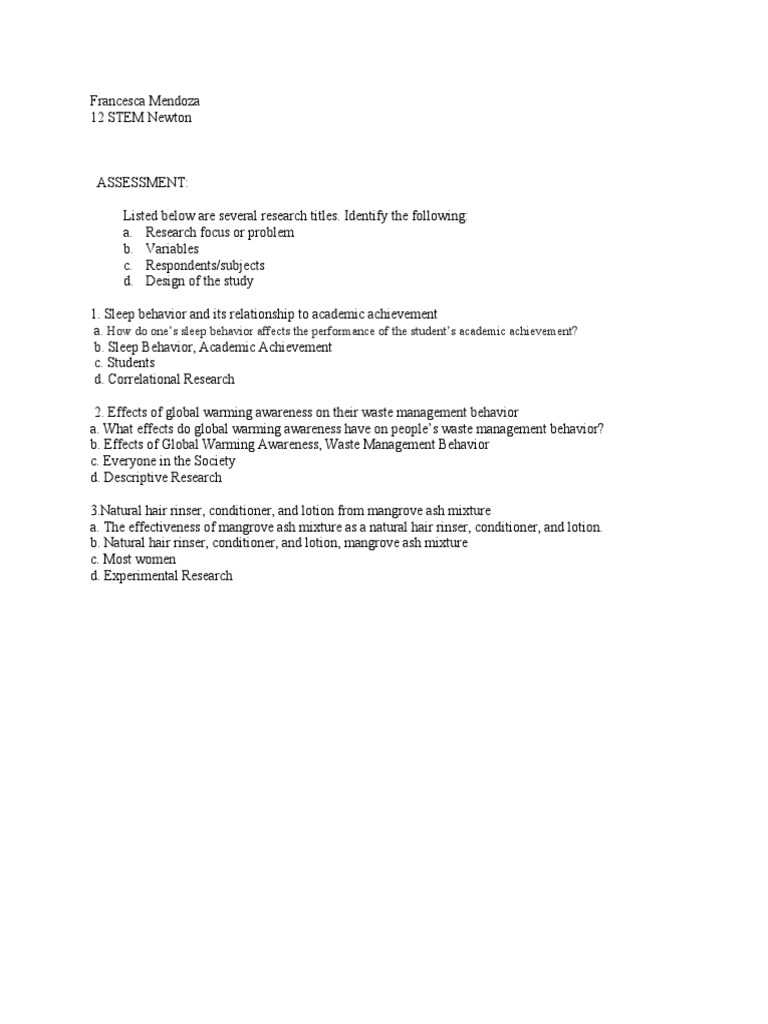 Research Titles and Study Designs in STEM | PDF