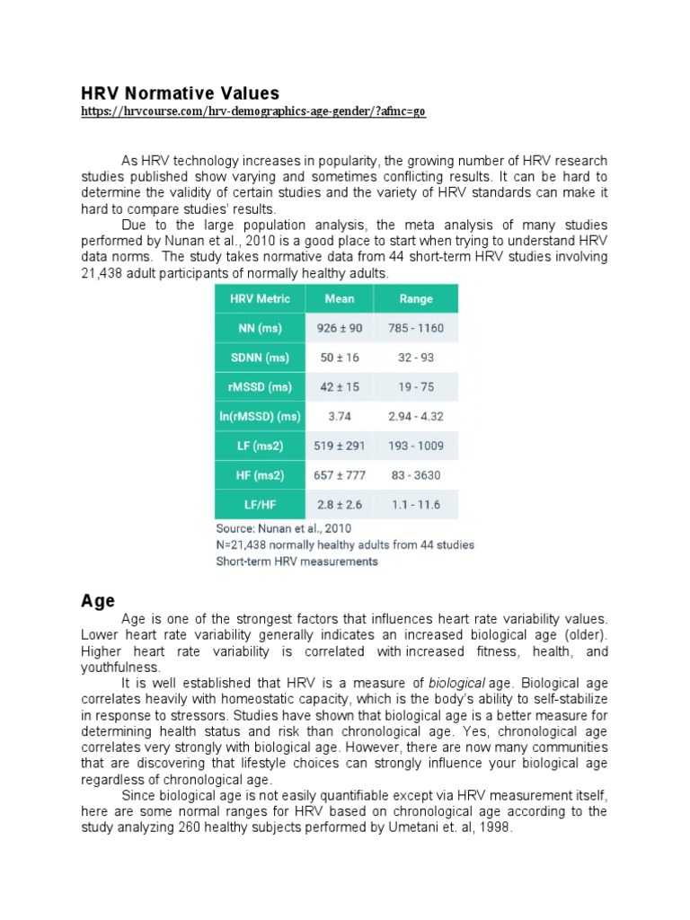 Normative HRV Values by Age and Gender | PDF | Medical Specialties ...