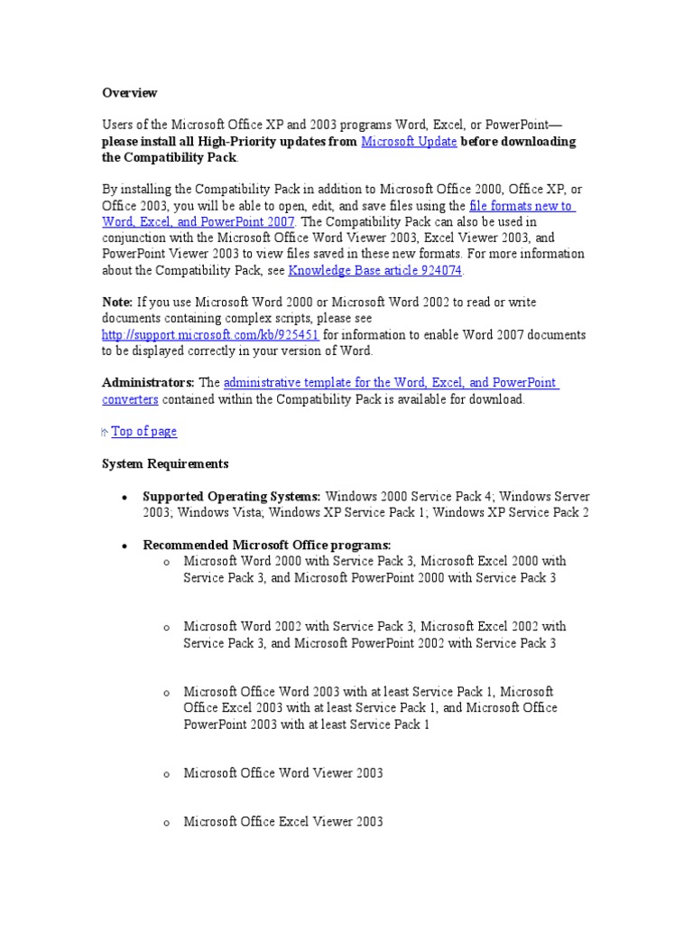 Office 2007 Compatibility Pack Guide | PDF | Microsoft Office ...