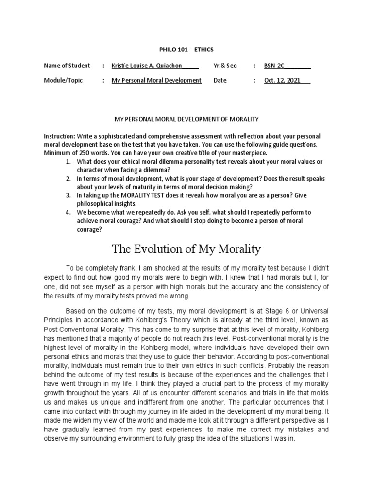 My Journey to Moral Growth | PDF | Morality | Psychology