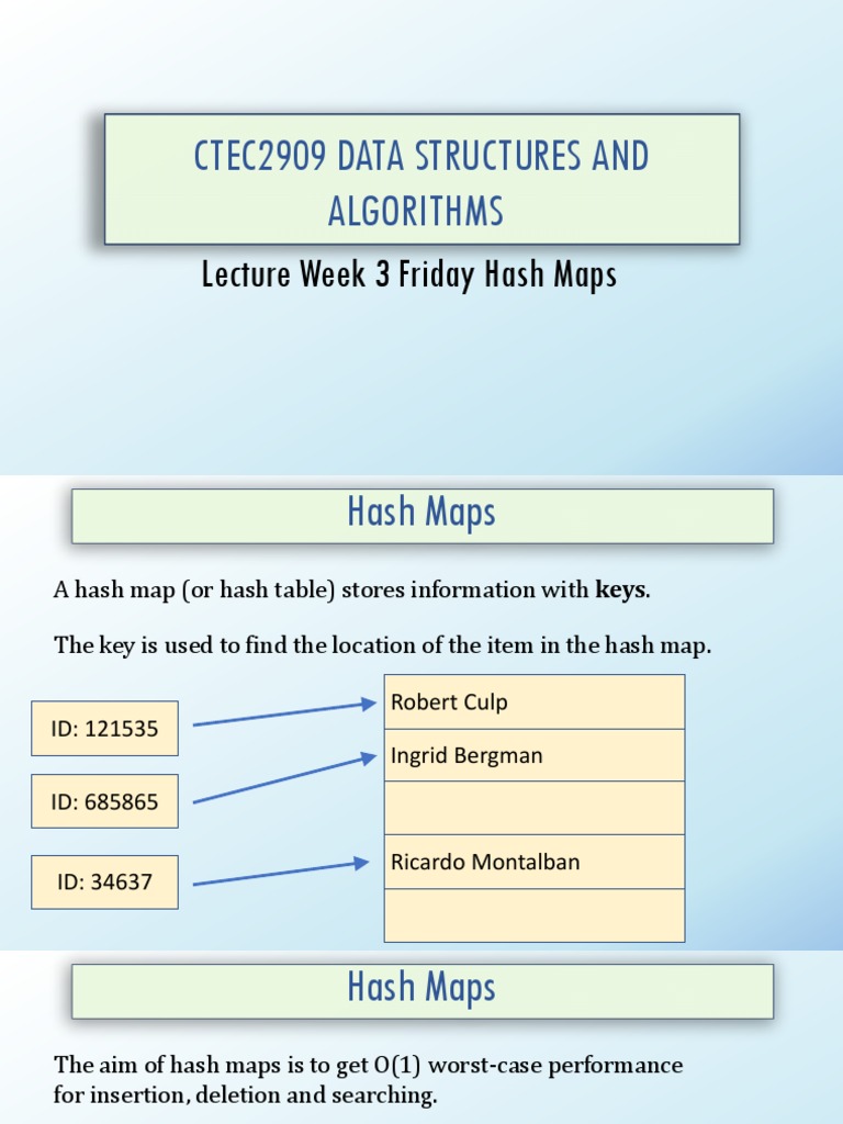 CTEC2909 Hash Maps Data Structures Lecture | PDF | Computer Programming ...