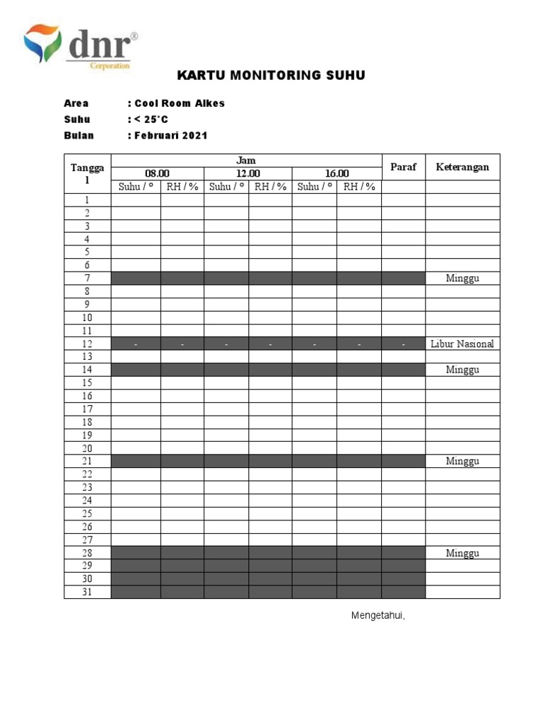 Kartu Monitoring Suhu New | PDF