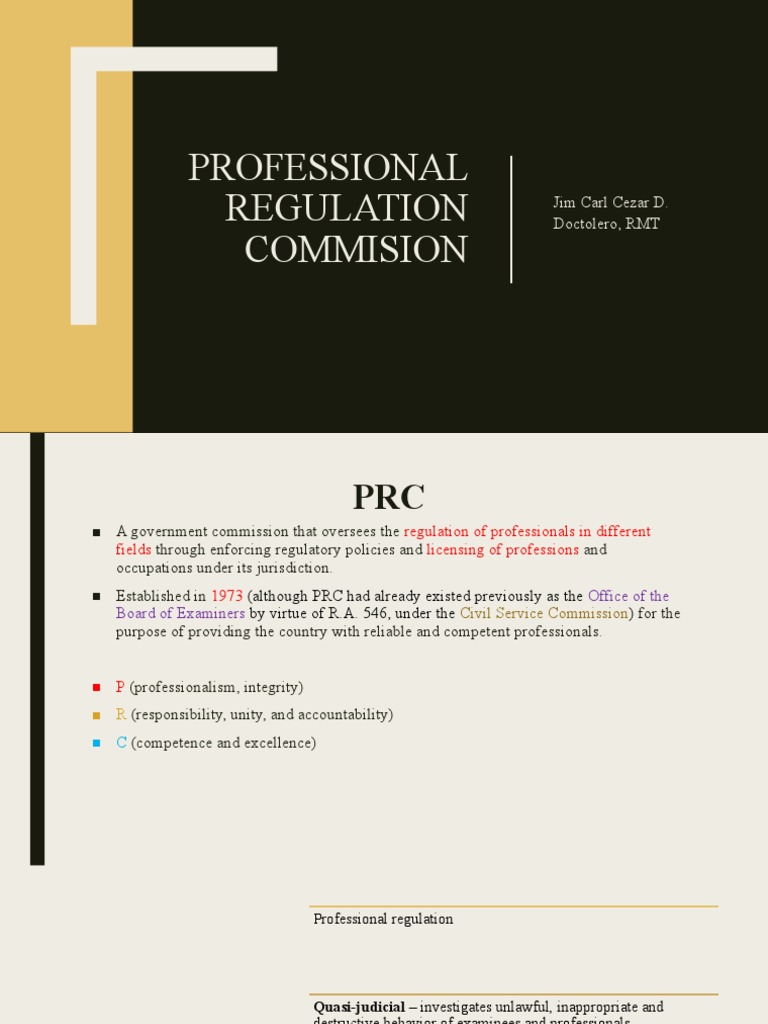 Professional Regulation Commision: Jim Carl Cezar D. Doctolero, RMT ...