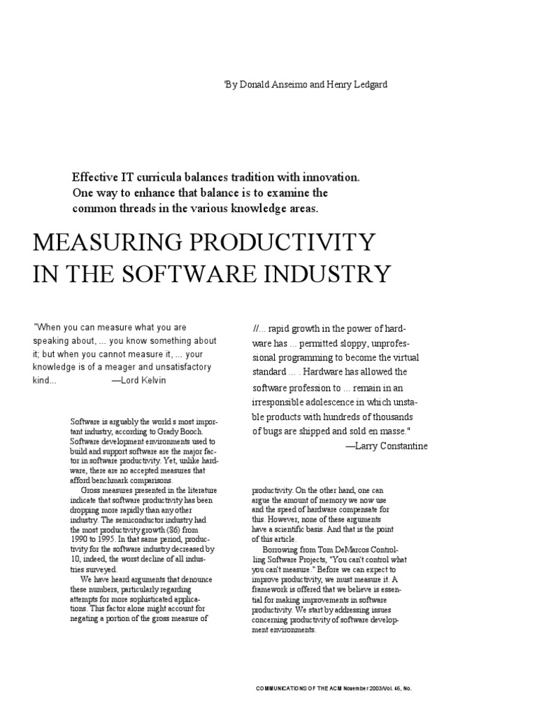 Measuring Productivity in The Software Industry | PDF | Software ...