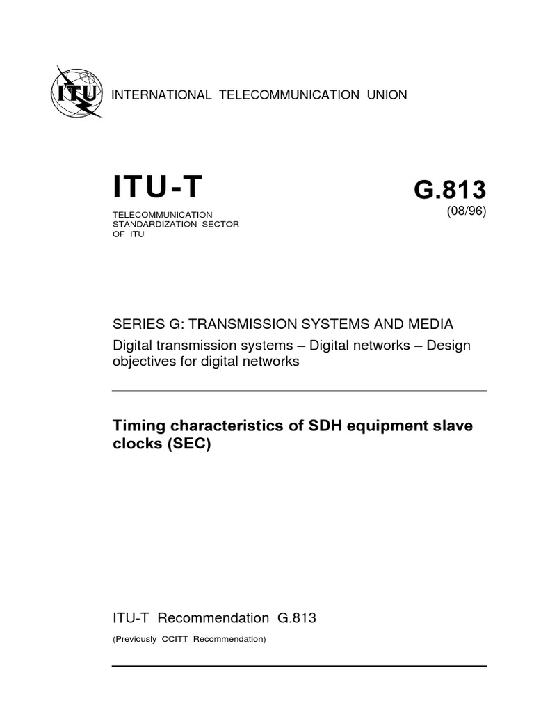 T Rec G.813 199608 S!!PDF e | PDF | Itu T | Low Pass Filter