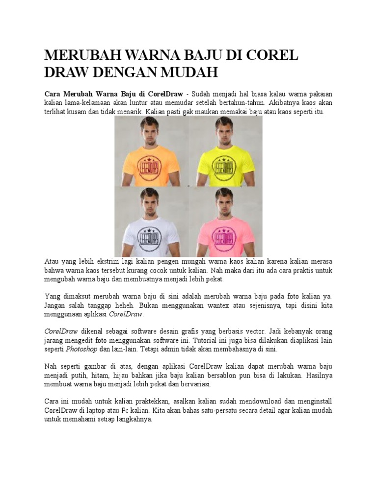 Cara Ubah Warna Baju di CorelDraw | PDF