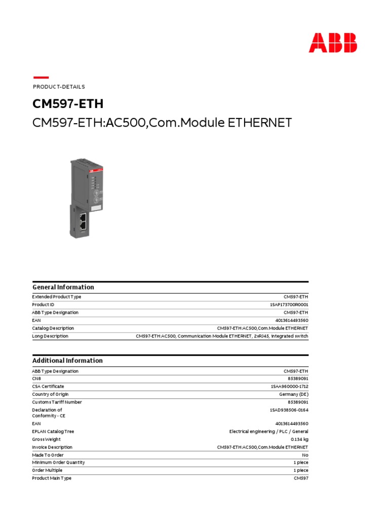 CM597-ETH Communication Module Overview | PDF | Programmable Logic ...