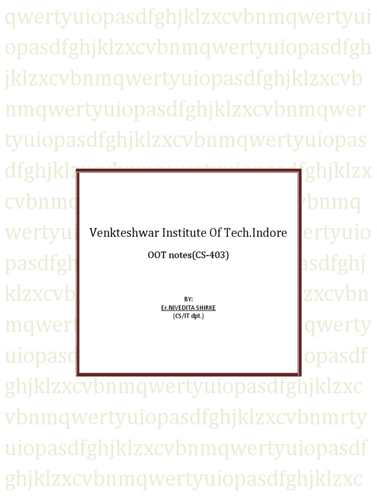 Oot Unit I According To Rgtu Syllabus Pdf Object Oriented Programming Class Computer