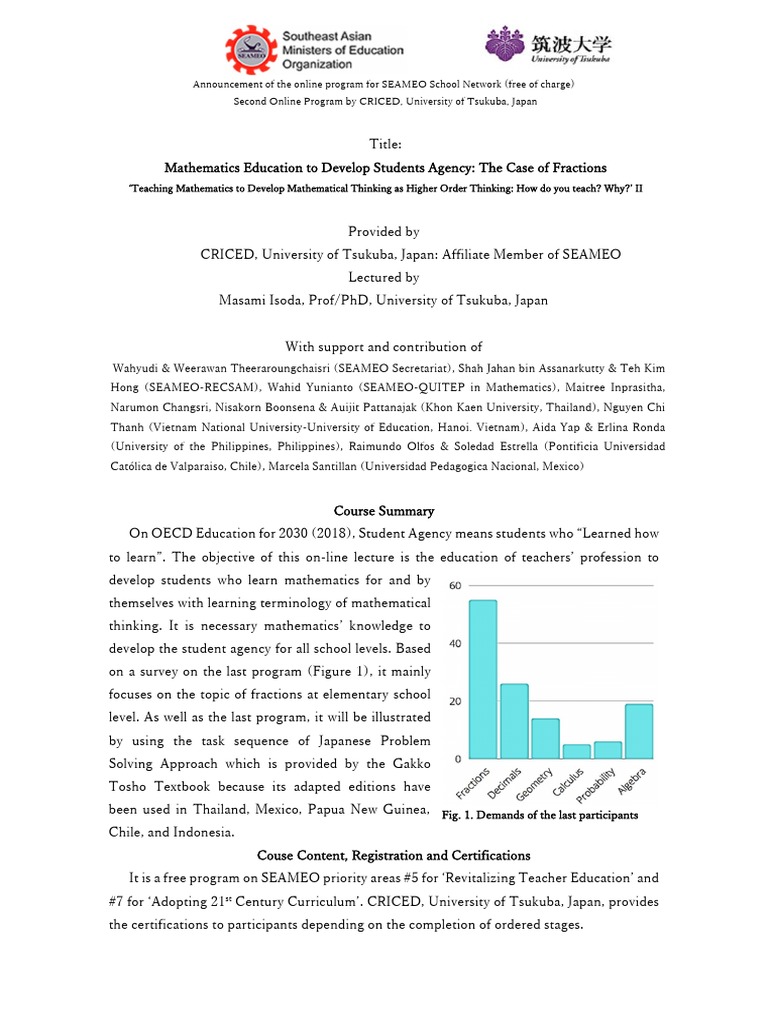Teaching Fraction As For SEAMEO School Network | PDF | Mathematics