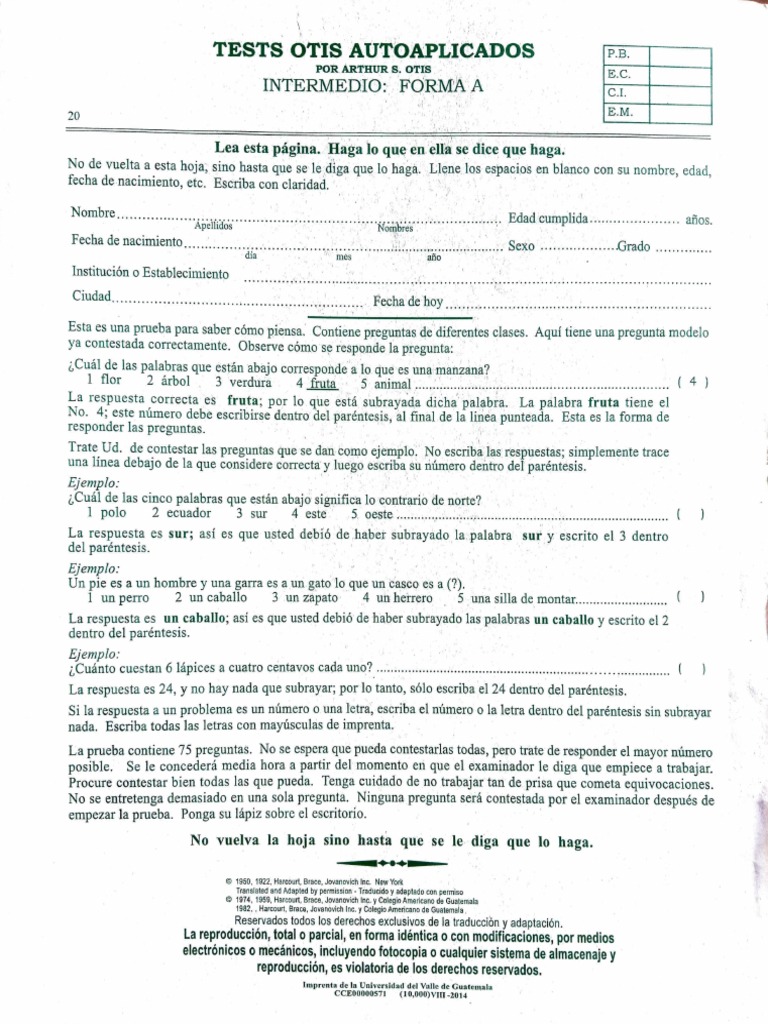 Test Otis - Intermedio | PDF