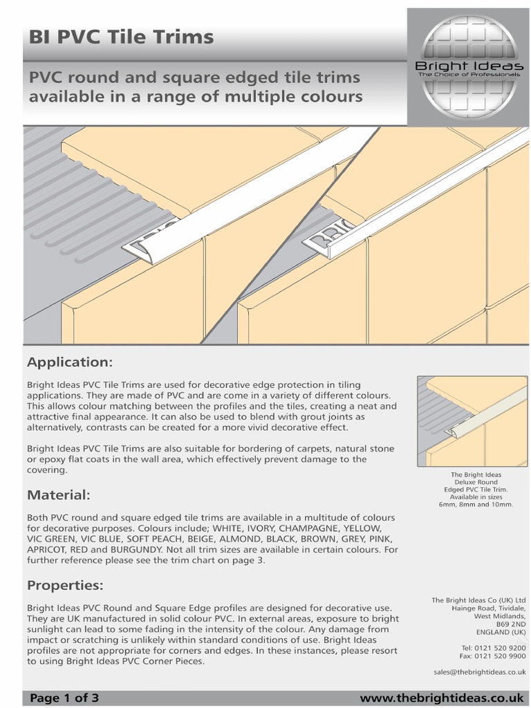 BI PVC Tile Trims Data Sheet | PDF
