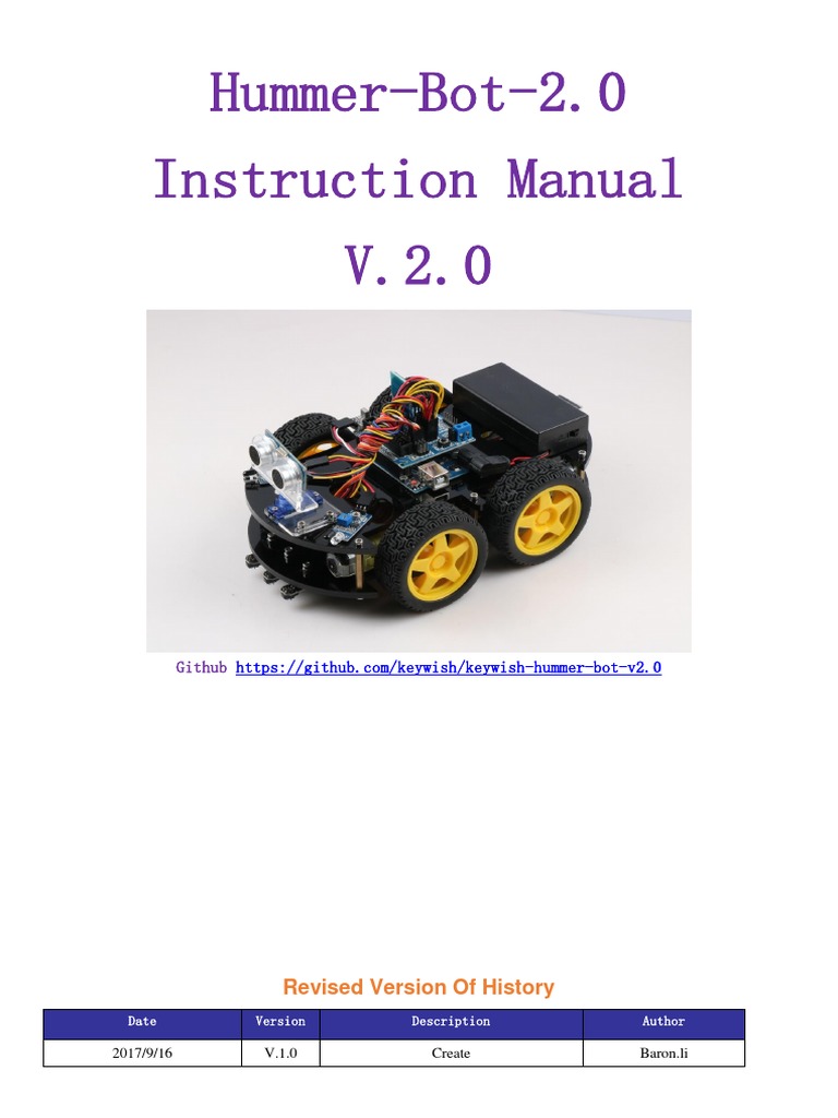 Hummer-Bot-2.0 Instruction Manual V.2.0: Revised Version of History ...