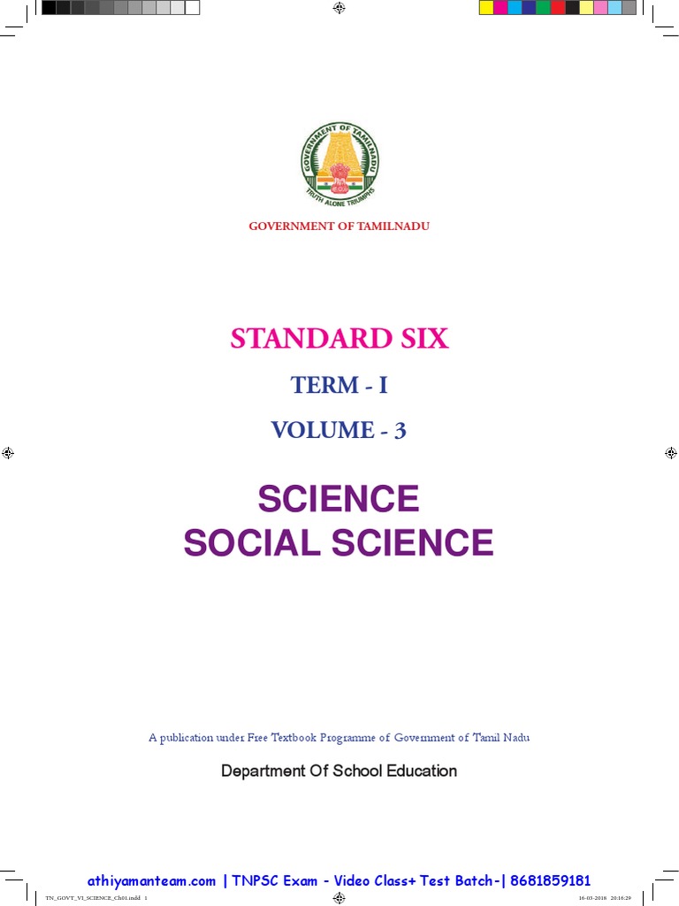 New TN Samacheer Book EM 6th STD Science Social ScienceTerm 1 Athiyaman Team | PDF | Volume | Length