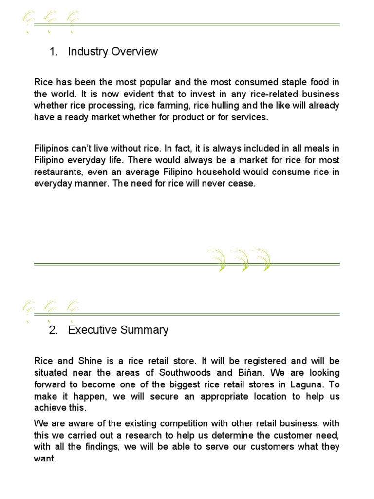 Business Plan Rice Retail Store | PDF | Retail | Rice