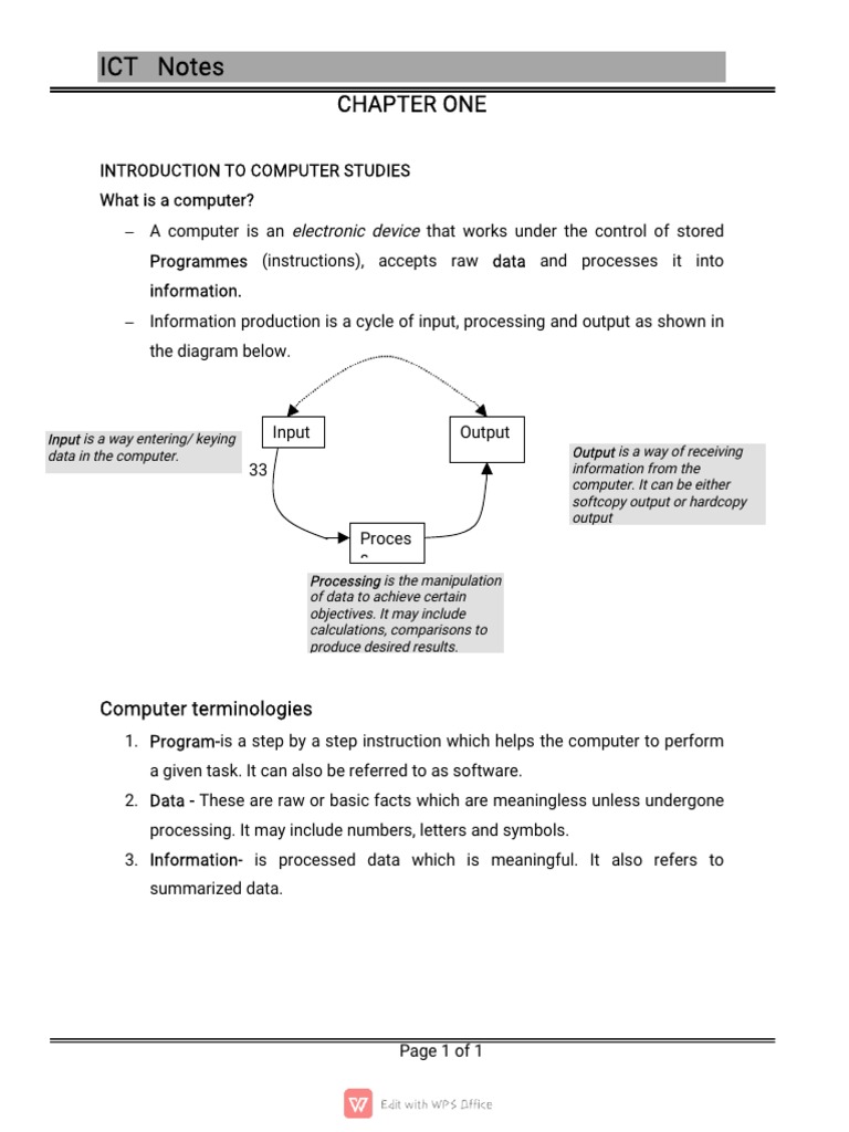 Ict Notes (Handout 1) (1) - 1 | PDF