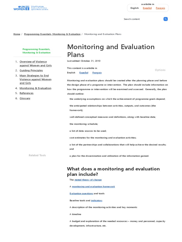 Monitoring and Evaluation Plans | PDF | Monitoring And Evaluation | Evaluation