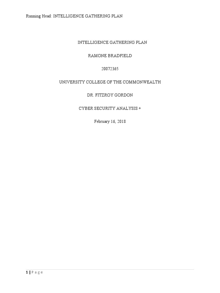 Intelligence Gathering Plan | PDF | Social Engineering (Security ...