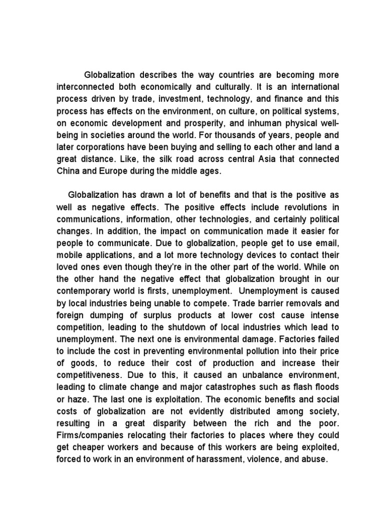 Activity 1 (Teacher-Made) - Globalization | PDF | Globalization ...