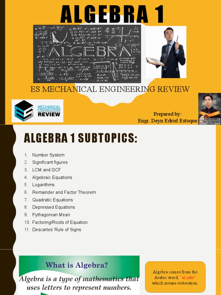 Es Mechanical Engineering Review: Prepared By: Engr. Deyn Edriel Estoque | PDF | Factorization ...
