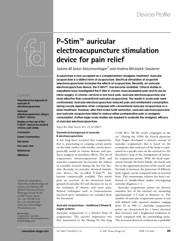 P-Stim™ Auricular Electroacupuncture Stimulation Device For Pain Relief ...