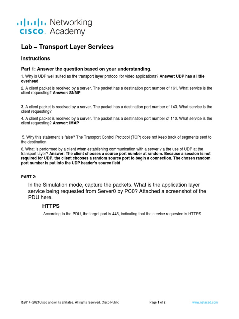 PERILLA - 11 Lab - Transport Layer Services | PDF | Computers