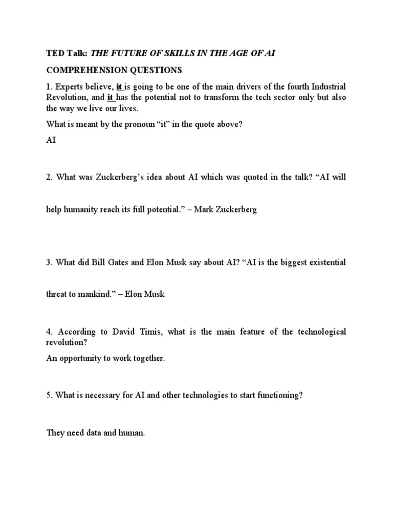 Worksheet Ted Talk Ai | PDF