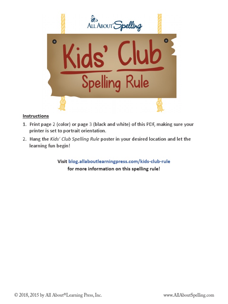Kids Club Rule | PDF