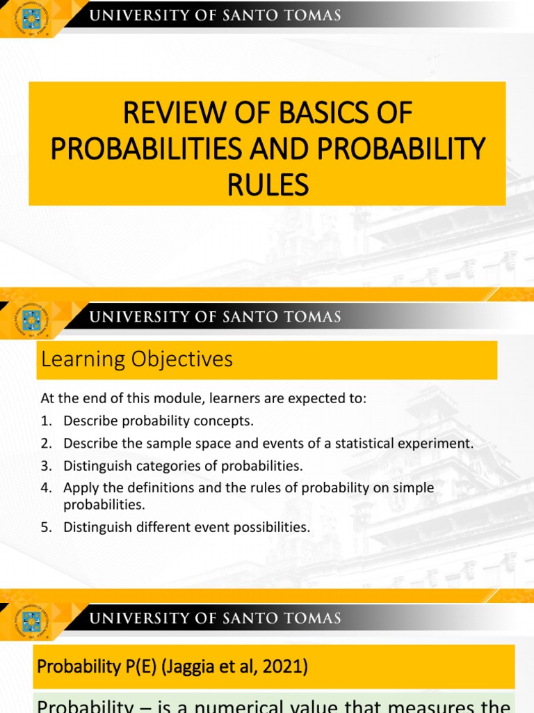 Module 4 Review of Basic Probabilities and Probability Rules | PDF ...