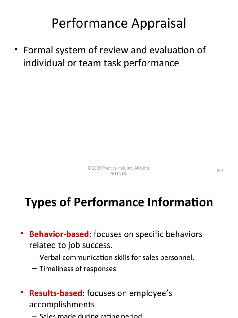 Performance Appraisal: - Formal System of Review and Evaluation of ...