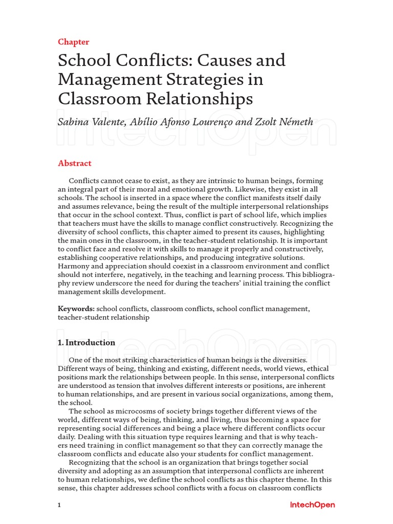 School Conflicts: Causes and Management Strategies in Classroom ...