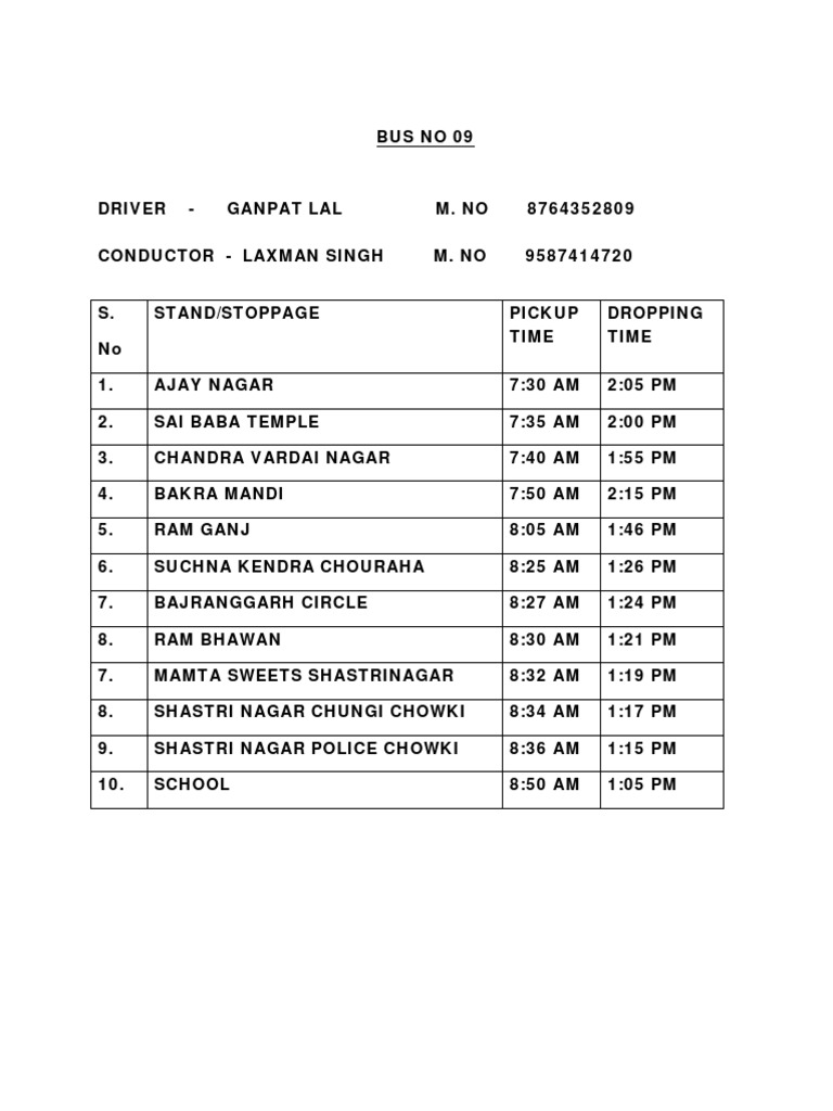 Bus route schedules | PDF