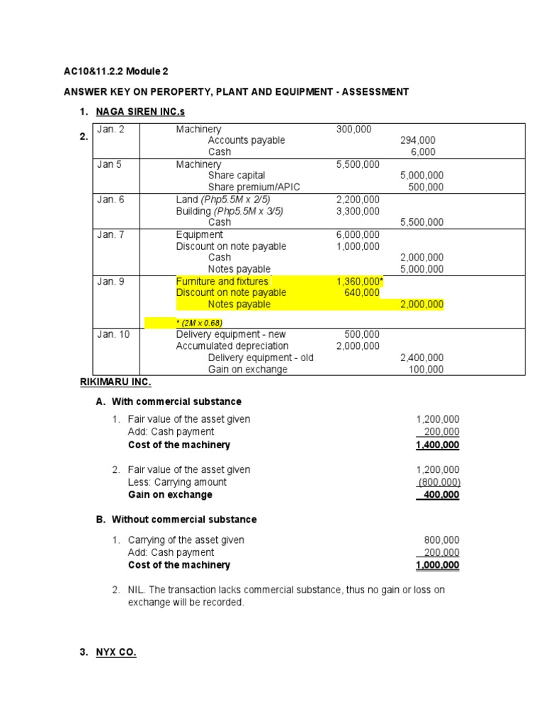 Module 2 Answer Key On Property Plant and Equipment | PDF ...