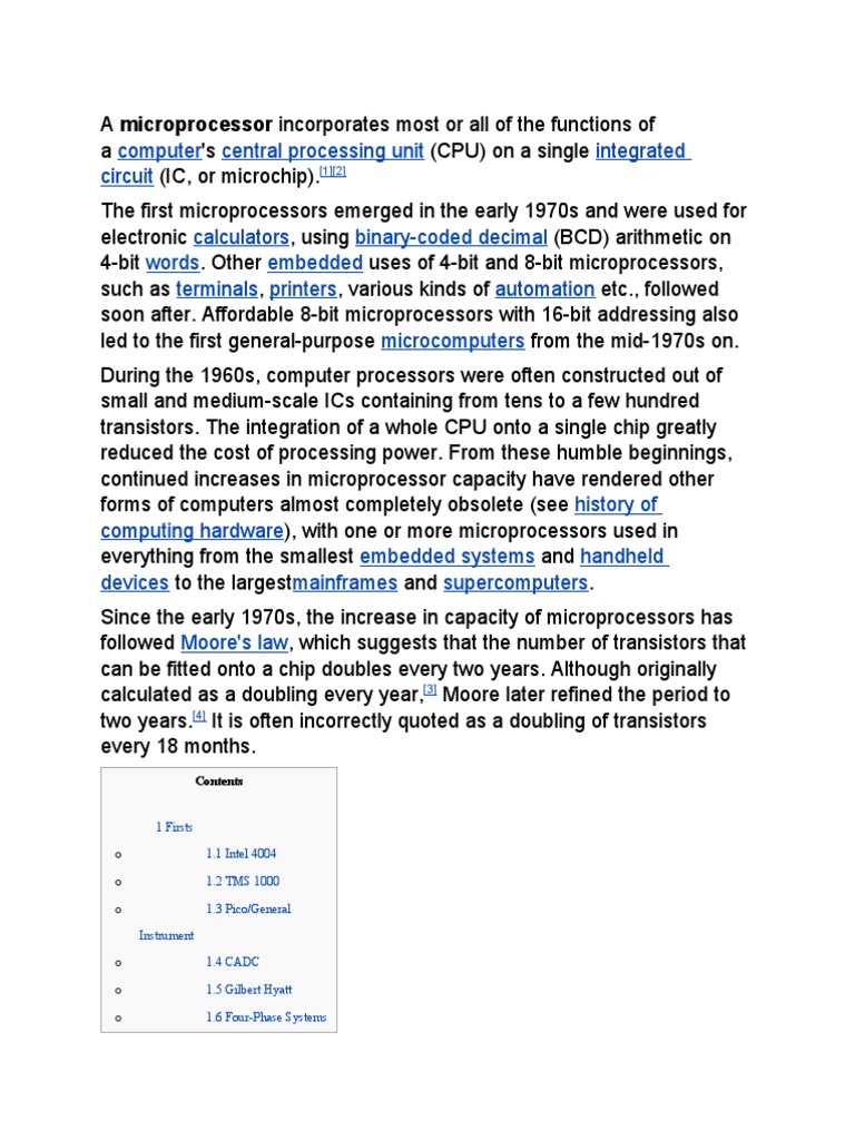 Computer Central Processing Unit Integrated Circuit Calculators Binary Coded Decimal Words