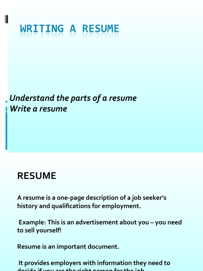 Understand The Parts of A Resume Write A Resume | PDF | Résumé | Business