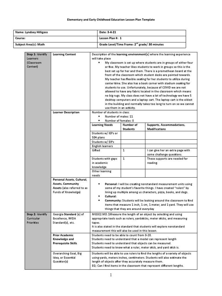 Ece Math Lesson 2 | PDF | Educational Assessment | Classroom
