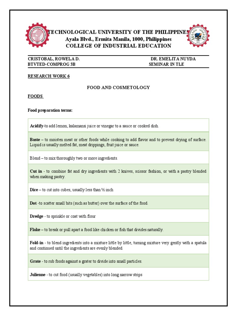 Essential Food Prep and Cooking Terms | PDF | Dough | Cakes