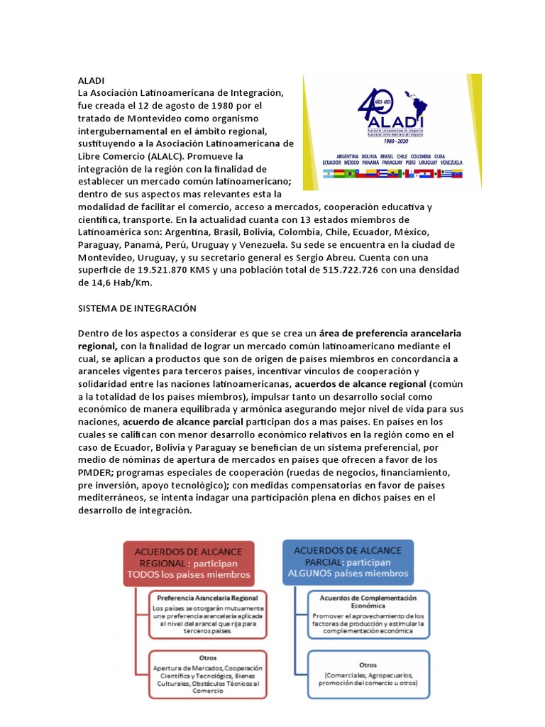 ALADI: Integración y Países Miembros | PDF | America latina ...