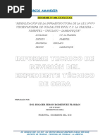 Informe de Revision Del Expediente Tecnico | PDF | Presupuesto | Diseño