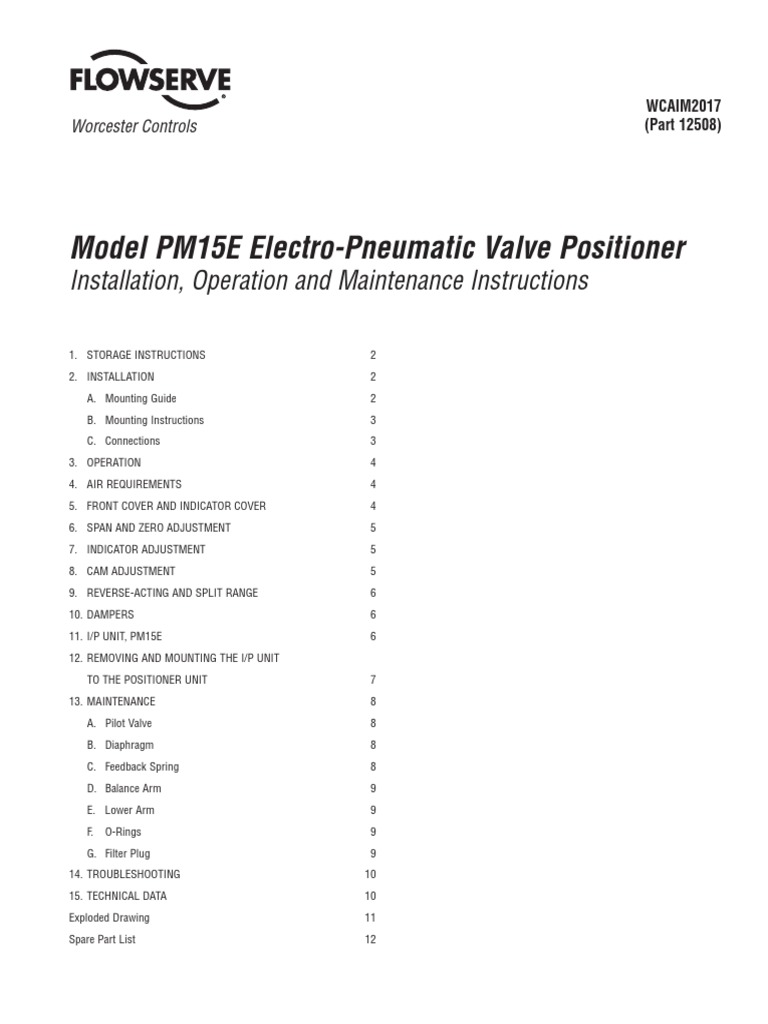 Model PM15E Electro-Pneumatic Valve Positioner: Installation, Operation ...