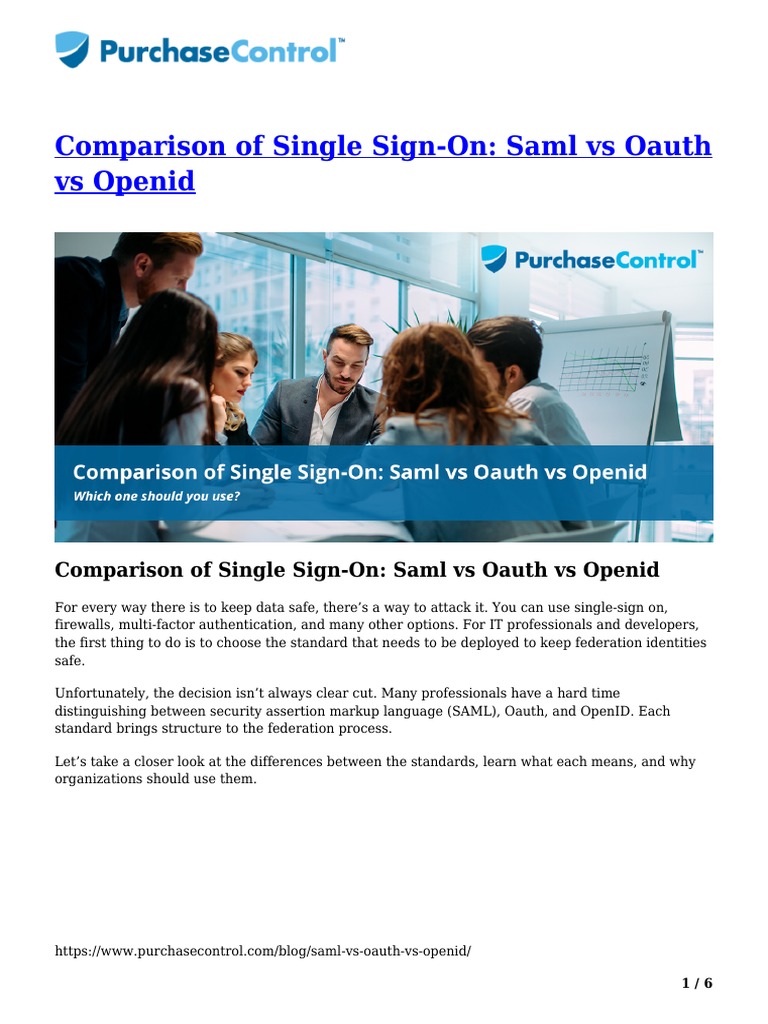 Comparison of Single Sign-On: Saml Vs Oauth Vs Openid | PDF | Computer ...