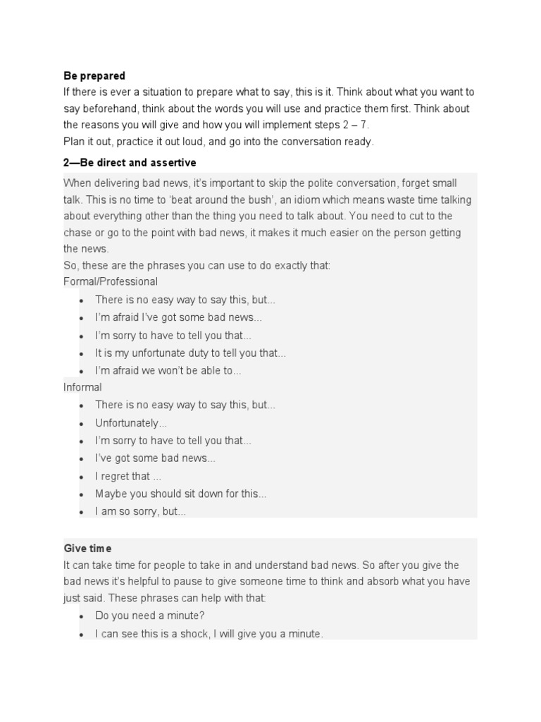 How to deliver bad news effectively in 7 steps | PDF