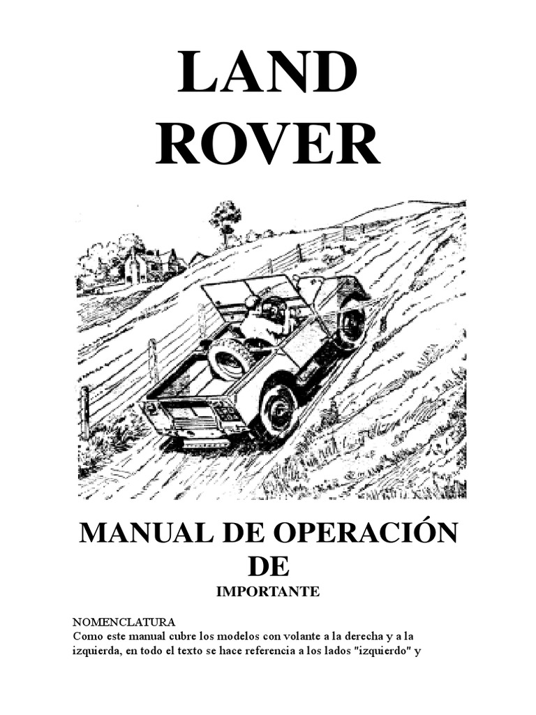 Land Rover Serie 1 Manual de Usuario | PDF | Tracción en las cuatro ...
