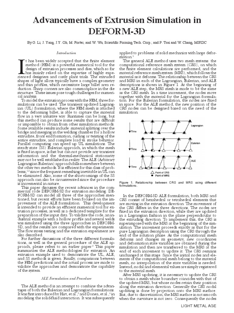 Advancements of Extrusion Simulation in DEFORM-3D | PDF | Extrusion | Finite Element Method