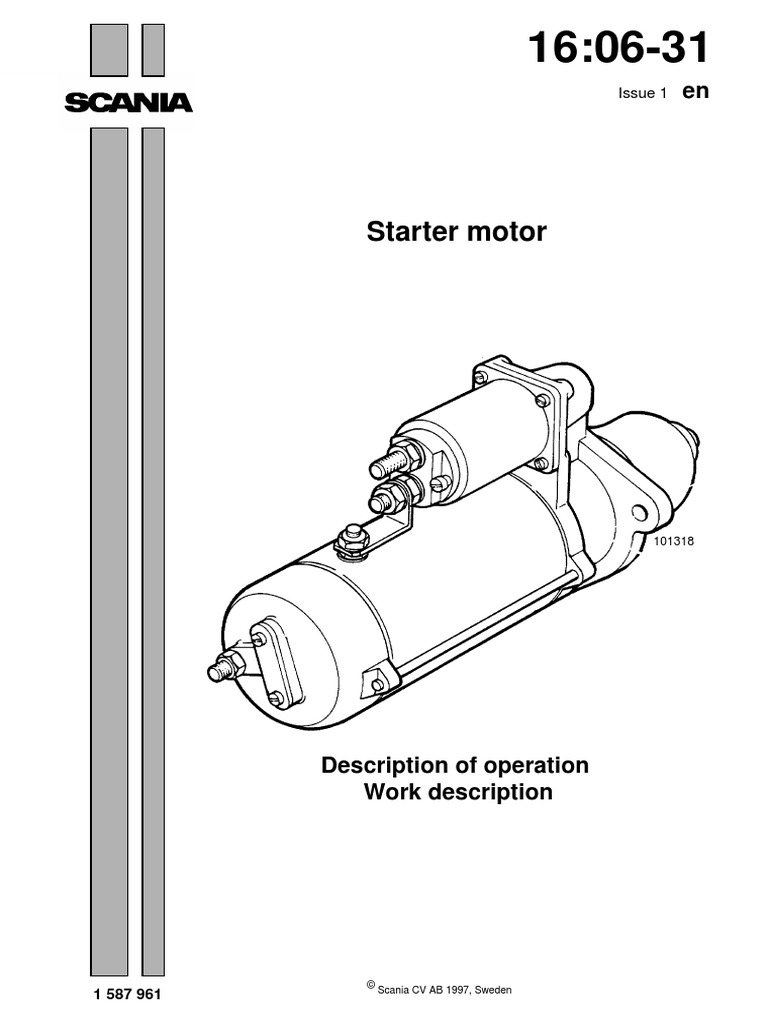 Starter Motor Scania | PDF | Electric Motor | Gear