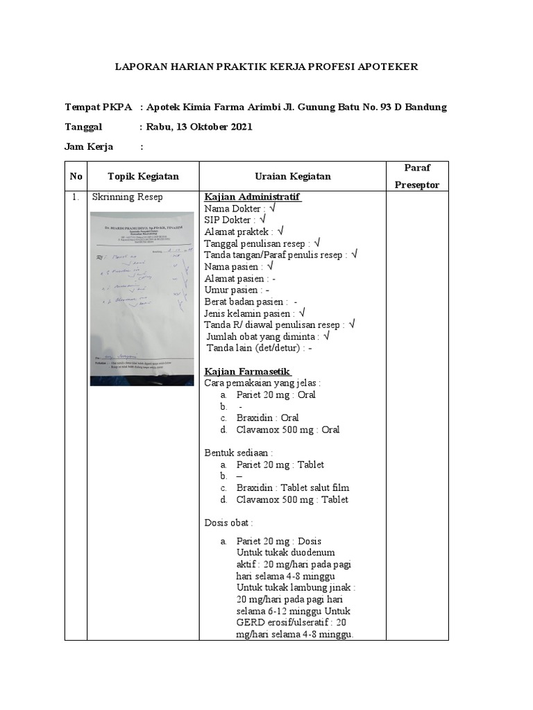 Dosis dan Indikasi Obat Pariet dan Braxidin | PDF