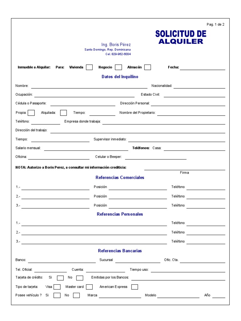 Solicitud de Alquiler | PDF | Bancos | Economias