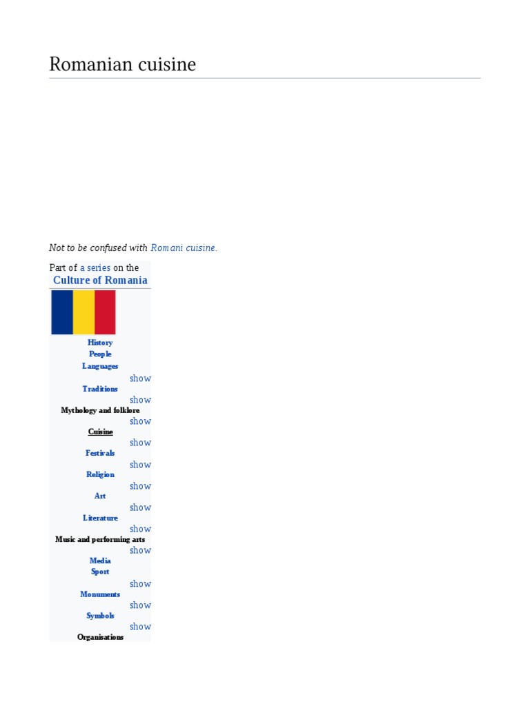 Romanian Cuisine: Culture of Romania | PDF | Food And Drink | Food ...