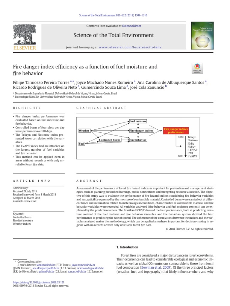 Fire Danger Index Efficiency As A Function of Fuel Moisture and Fire ...